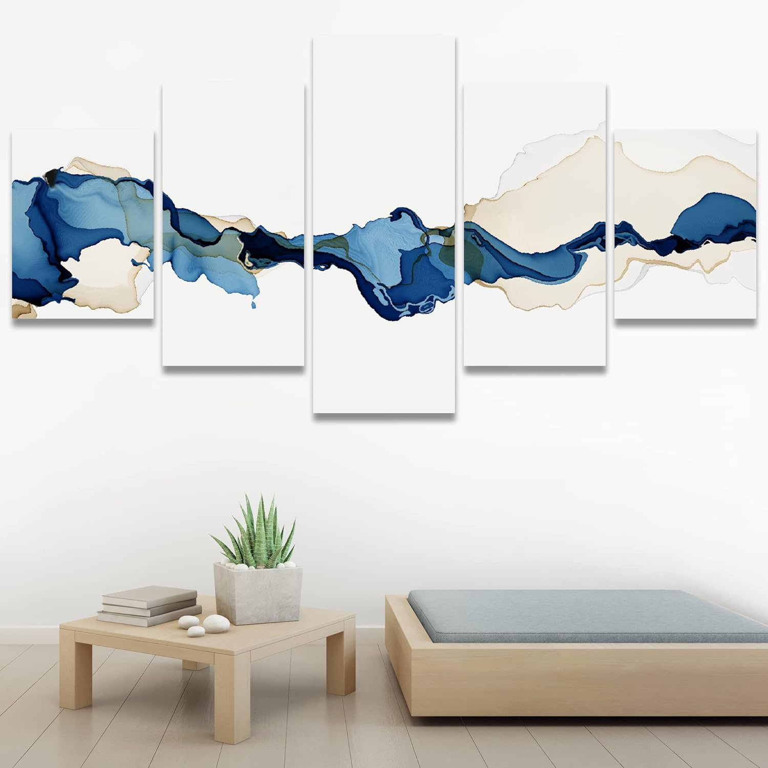 IDEA4WALL Smoke Effect Blue White Twisted Smoke Ribbon Splash Landscape ...