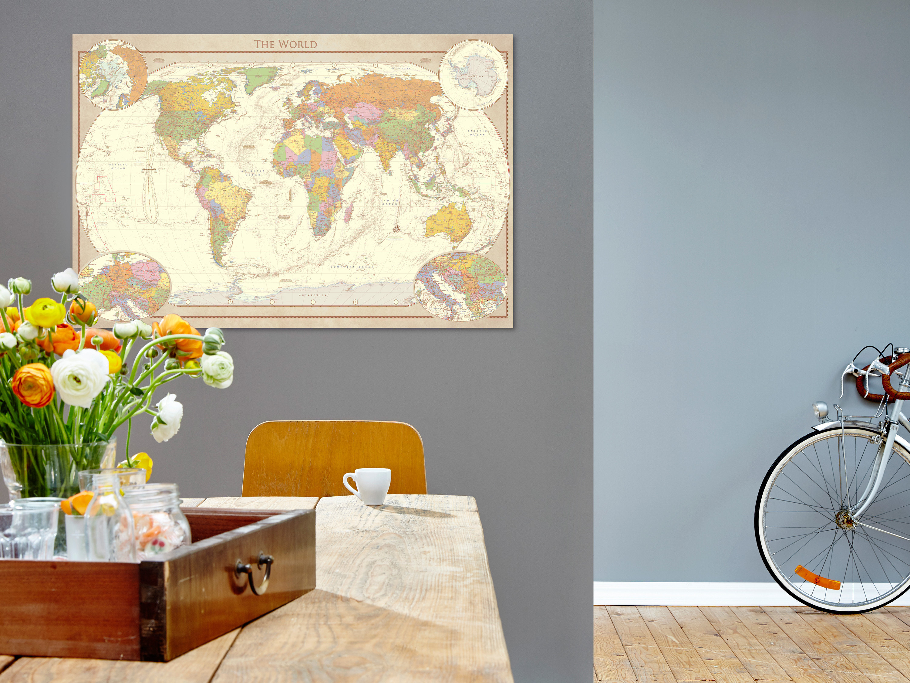 Artgeist Cream World Map Art Print on Canvas | Wayfair.co.uk