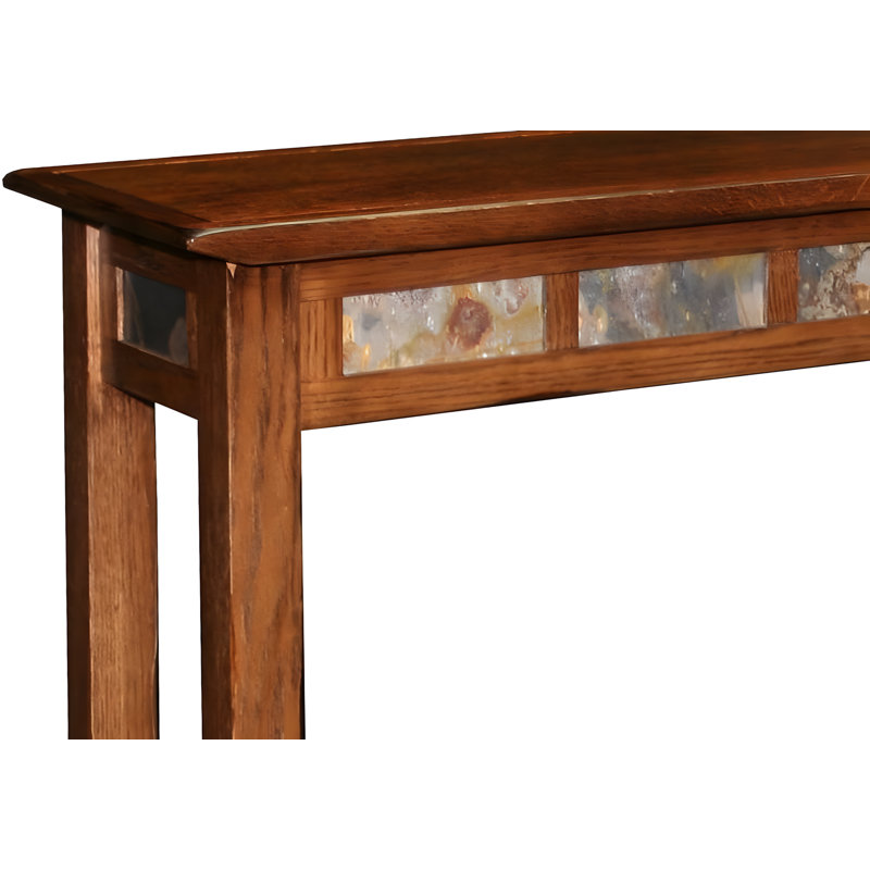One Allium Way® Rustic Slate Tile Console Table With Shelf, Oak Brown ...