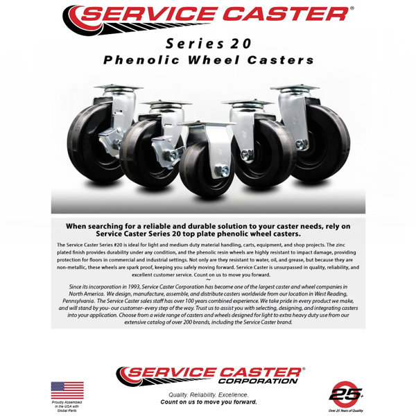 Service Caster Phenolic Swivel Caster with Ball Bearing | Wayfair