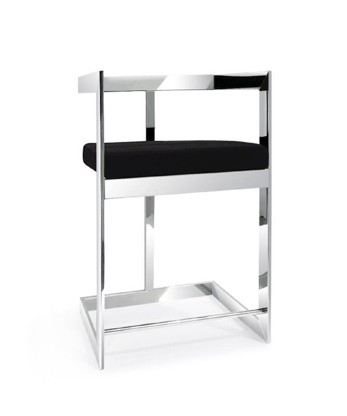 Latitude Run® 26" Black and Silver Velvet and Stainless Steel Low Back ...