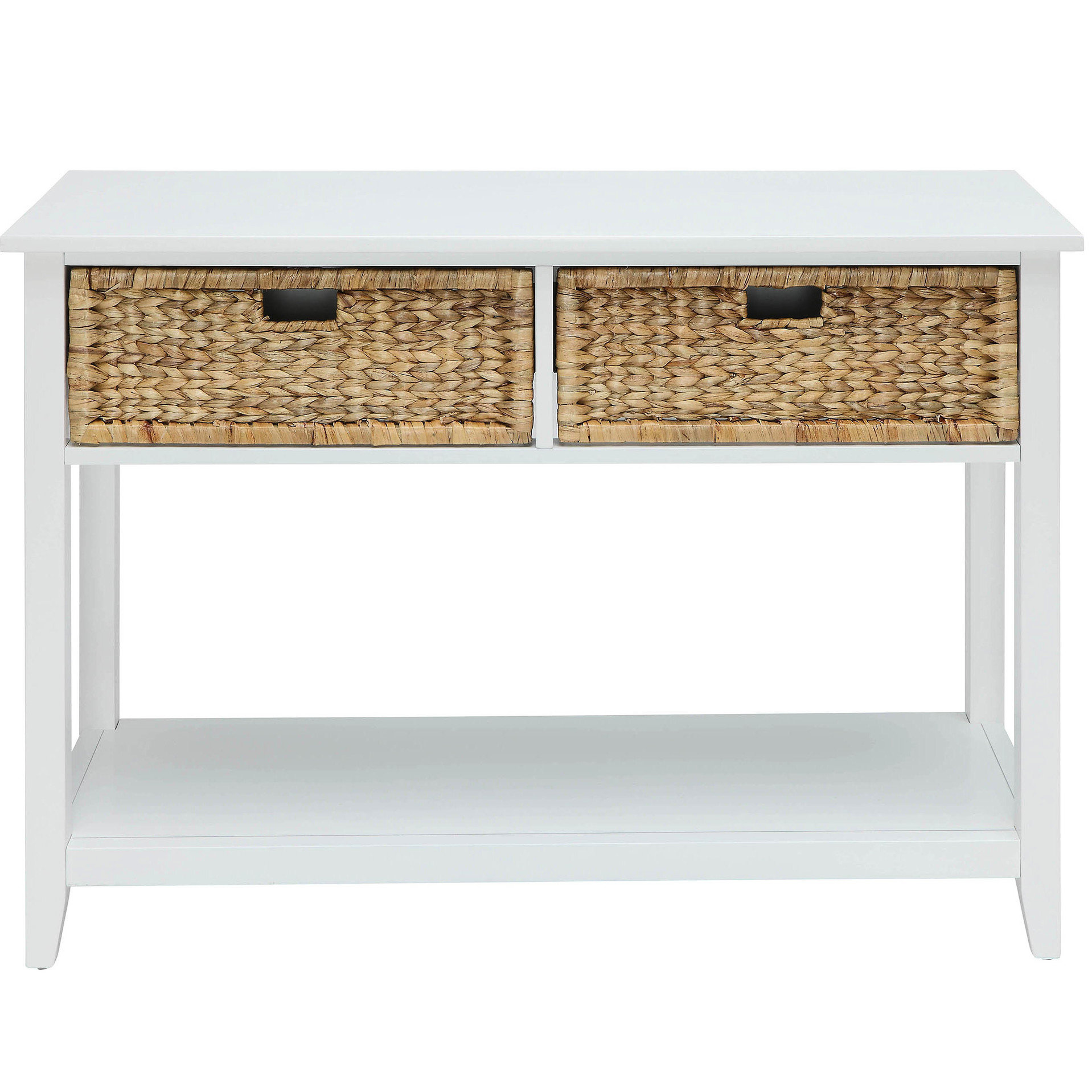 Dovecove Rectangular Console With White Finish And 2 Organization Table ...