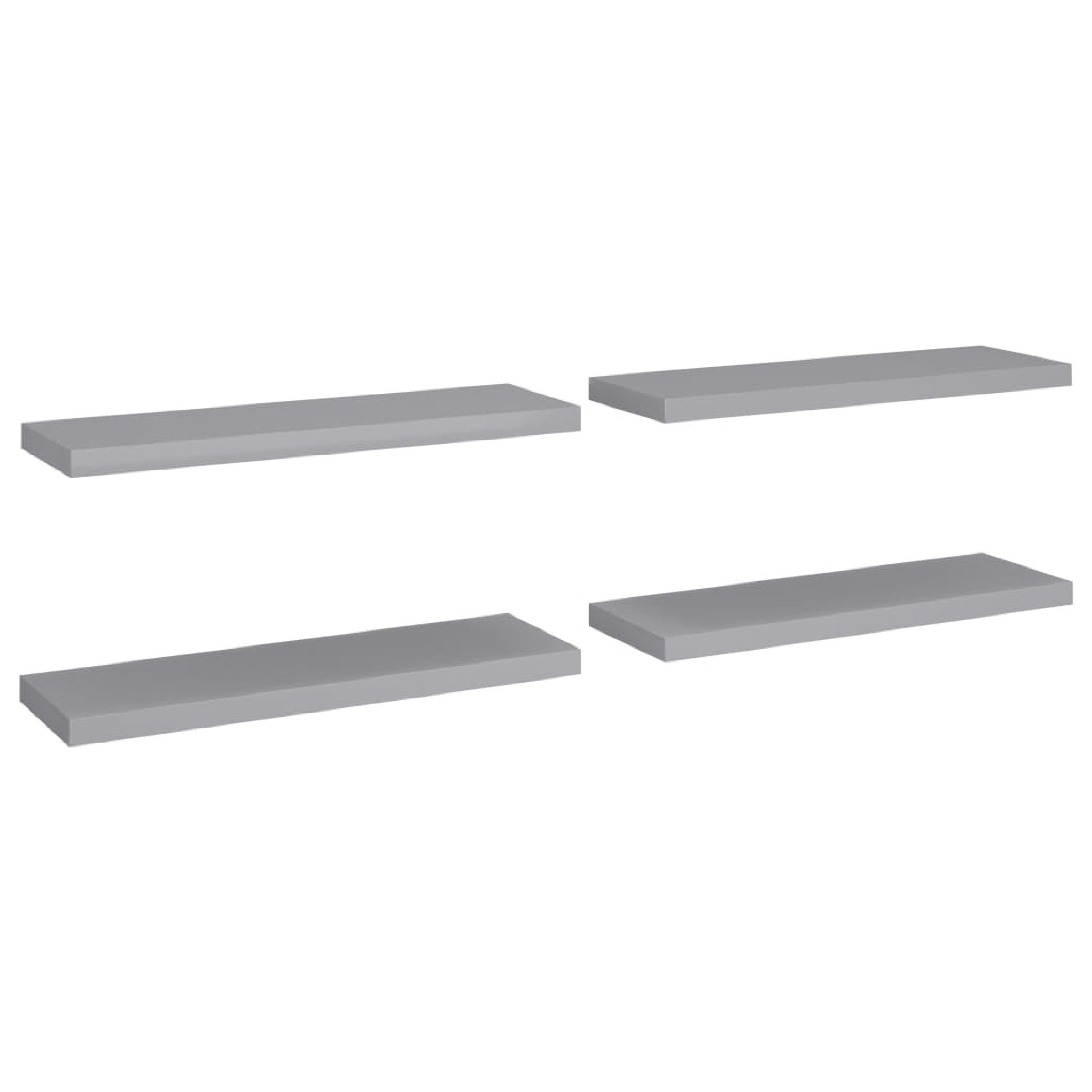 Benjara Zyno Wall Shelf Set Of 4, Matte Grey MDF Body, Modern Design 32 ...