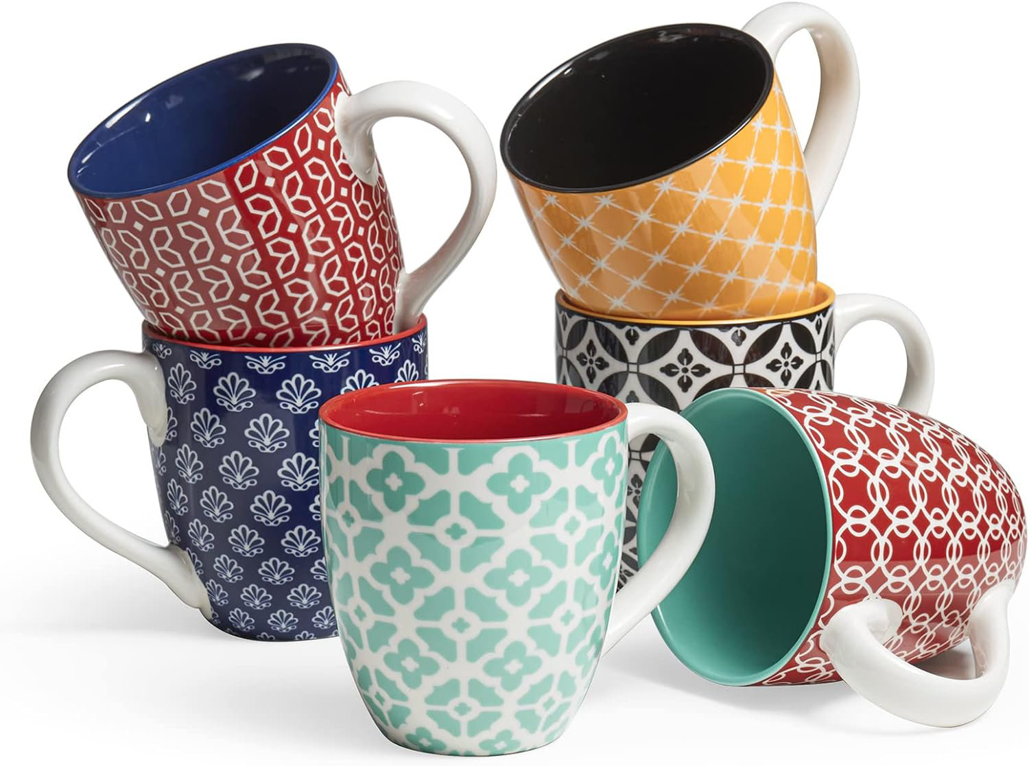 Toledo Bath & Kitchen Coffee Mugs Set Of 6, 19 Oz Large Porcelain Mug ...