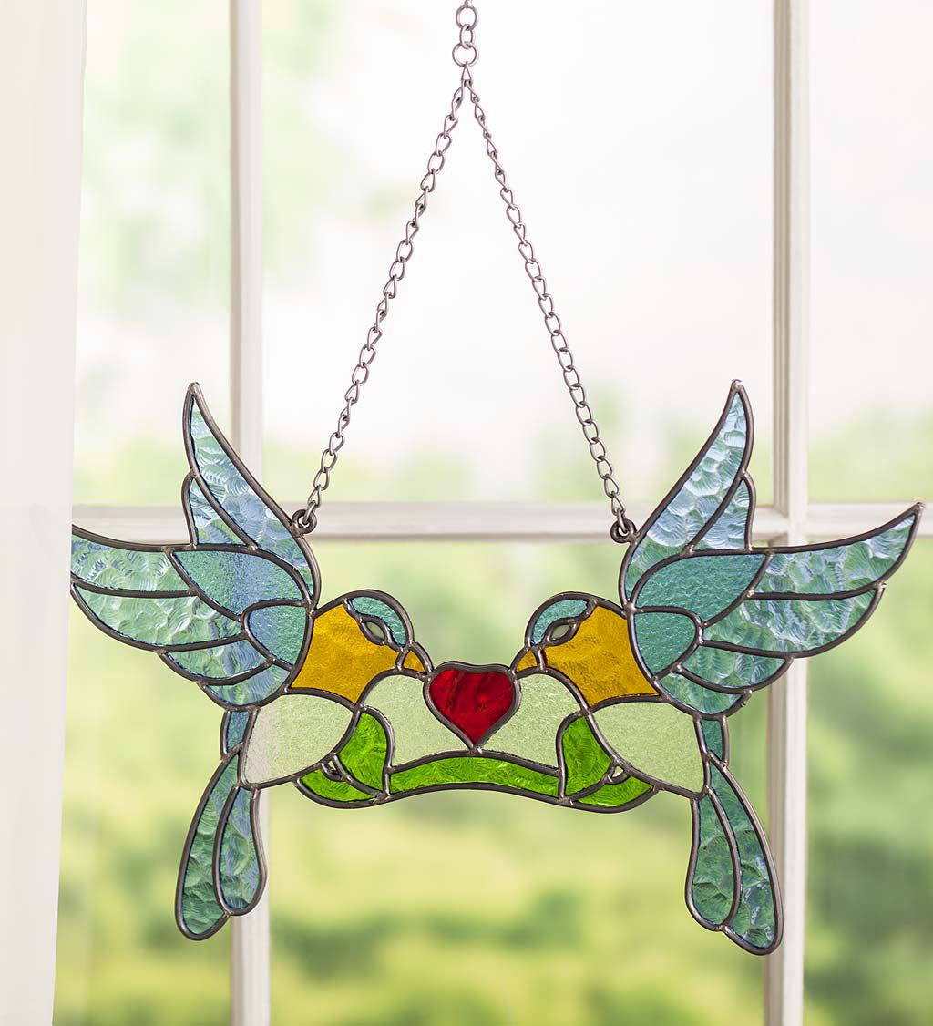 Wind & Weather Stained Glass Lovebird Window Panel & Reviews | Wayfair