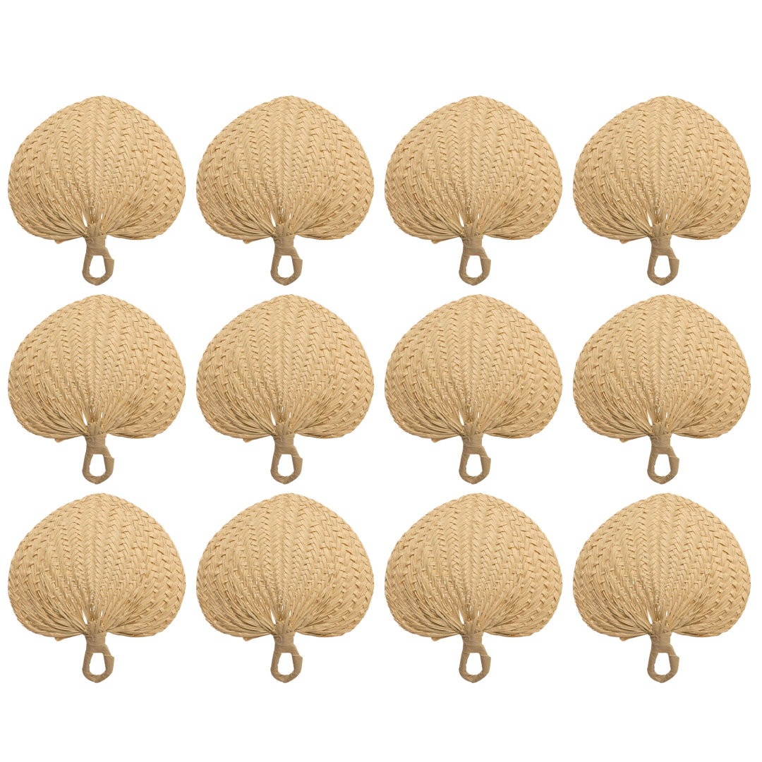 Koyal Wholesale Natural Raffia Hand Fans, Set Of 12, Palm Leaf Hand ...