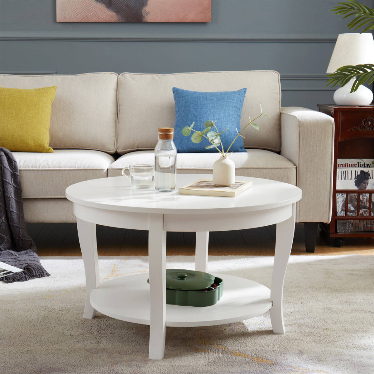 Lark Manor™ Traditional Round Coffee Table With Open Storage Shelf, 2 ...