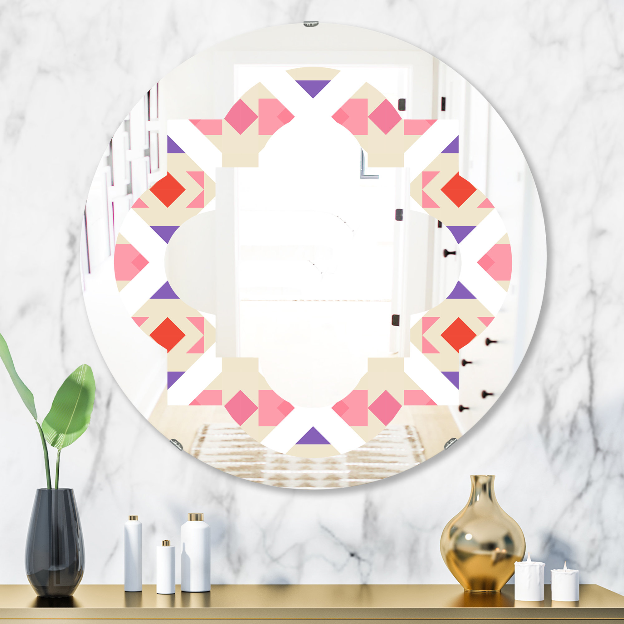 East Urban Home Triangular Design VII Quatrefoil Eclectic Frameless ...