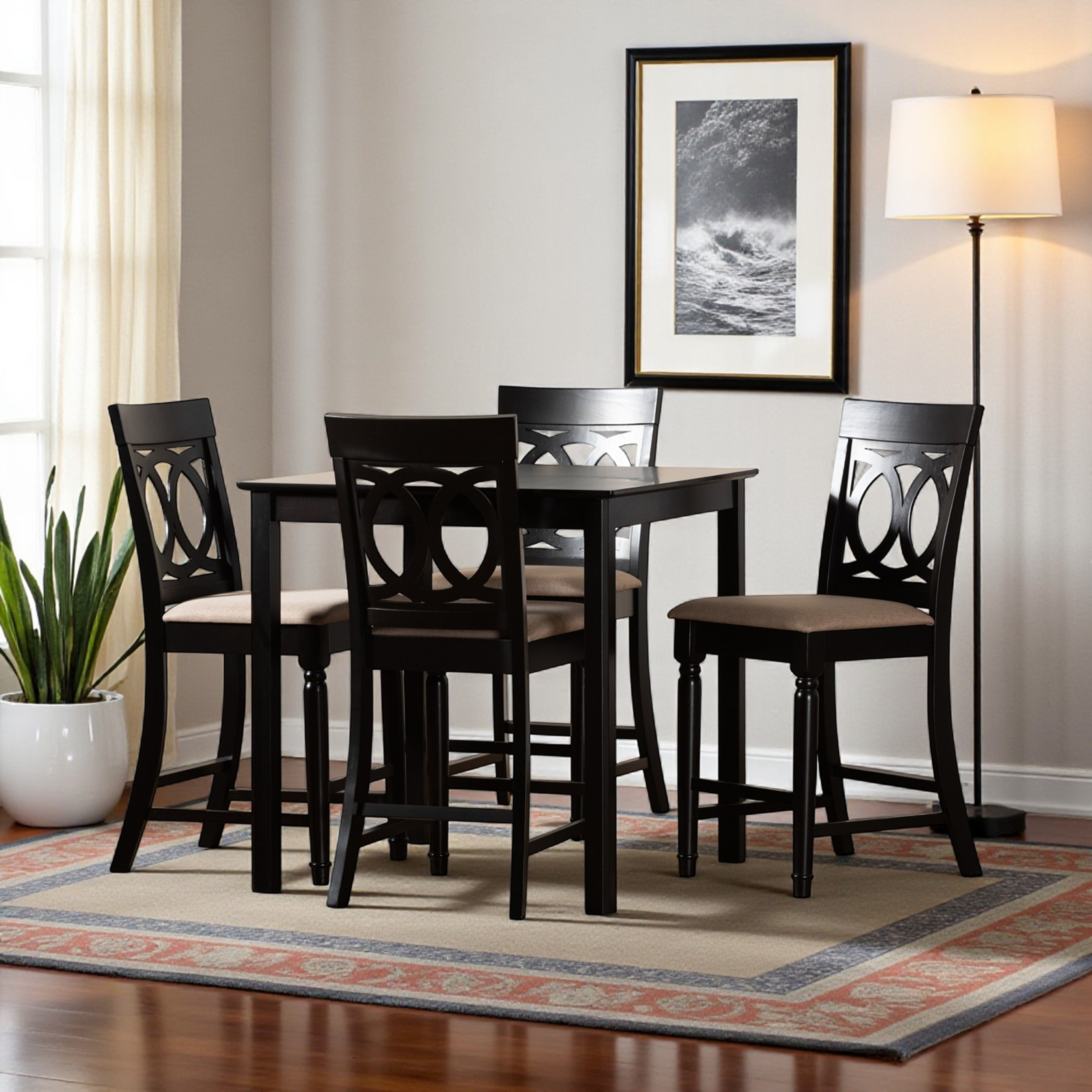 Lark Manor™ Jadarrius 5-Piece Pub Set with Fabric Upholstery and Walnut ...