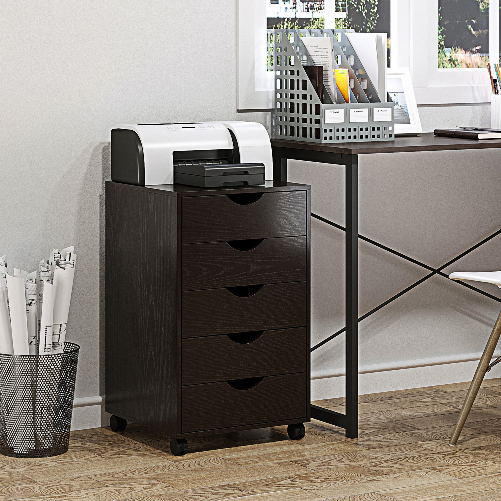 Ebern Designs 5 Drawer File Cabinet Storage Organizer Filing Cabinet ...