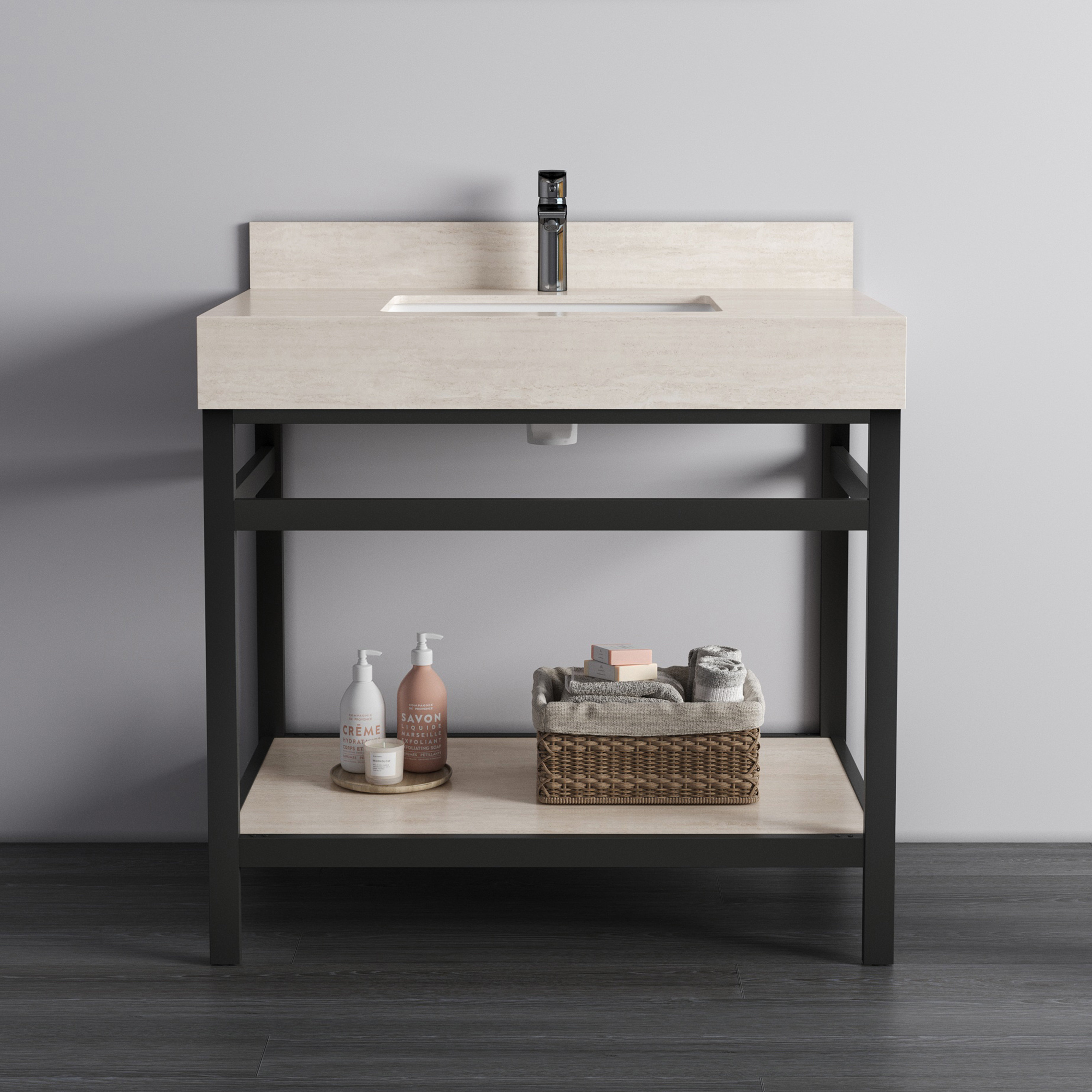 MEDUNJESS 36'' Sintered Stone Composite Bathroom Console Sinks ...