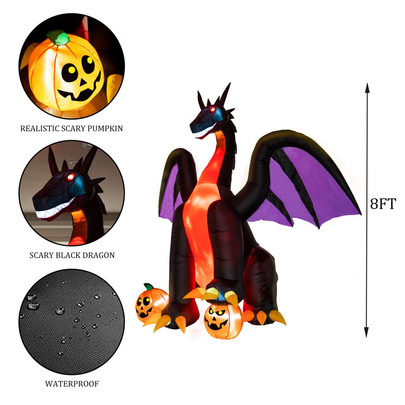 The Holiday Aisle® 8 FT Halloween Inflatables Decorations, Animated ...