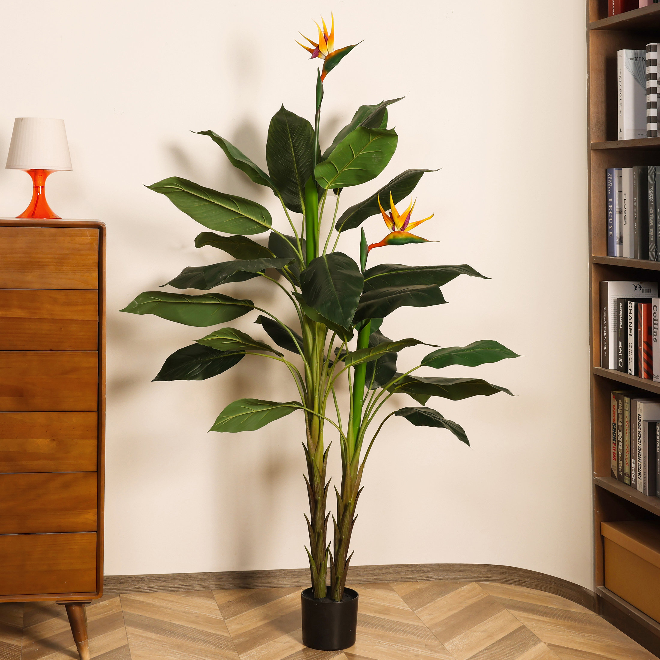 Primrue Faux Bird of Paradise Tree, Fake Plastic Flower Tree, Pre ...