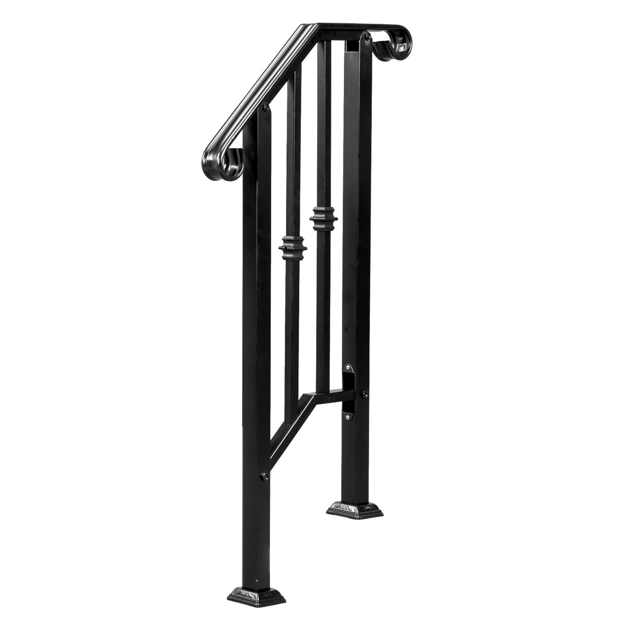 Winado 1 Step Matte Black Outdoor Galvanized Iron Handrail | Wayfair