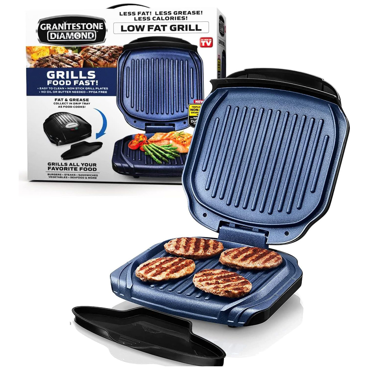 Granitestone Blue Non Stick Electric Grill & Reviews | Wayfair