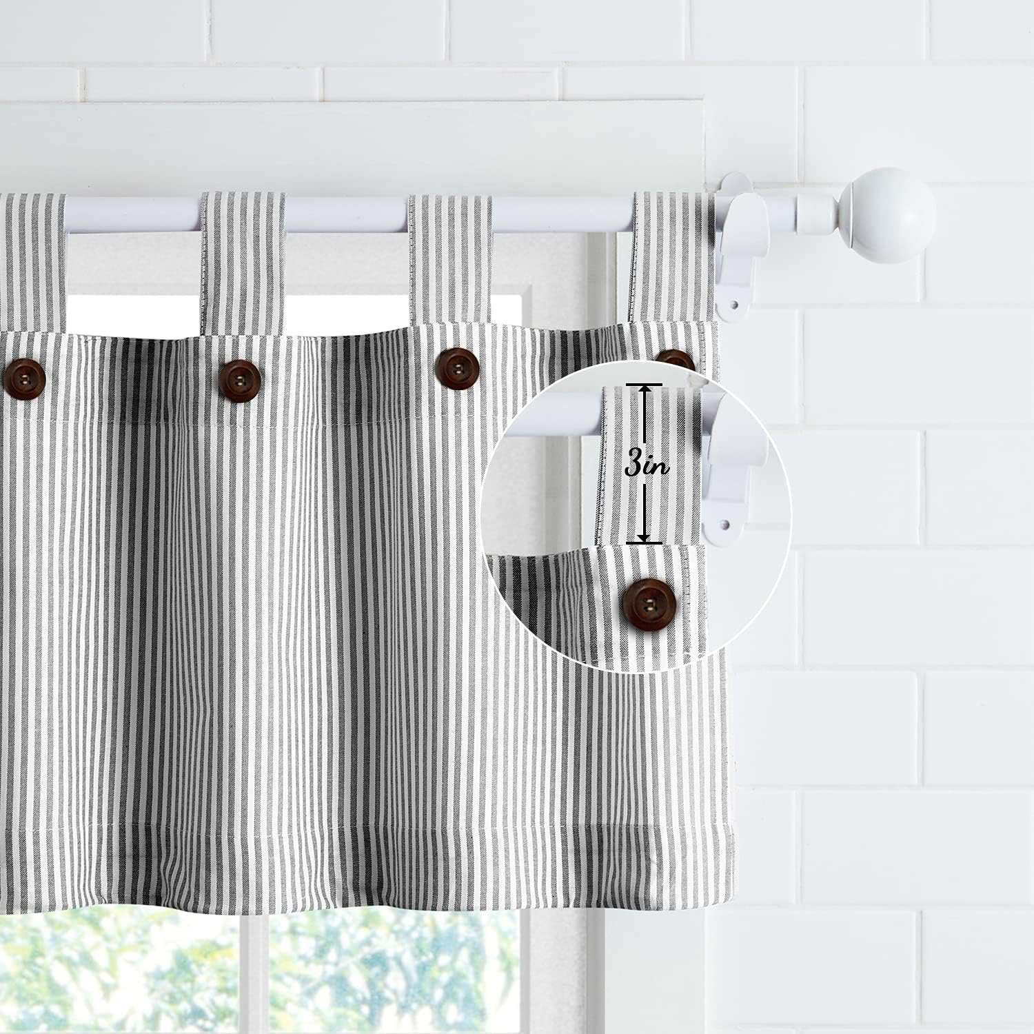 RAPTIZ 3 Piece Cotton Kitchen Curtains And Valances Set For Small ...
