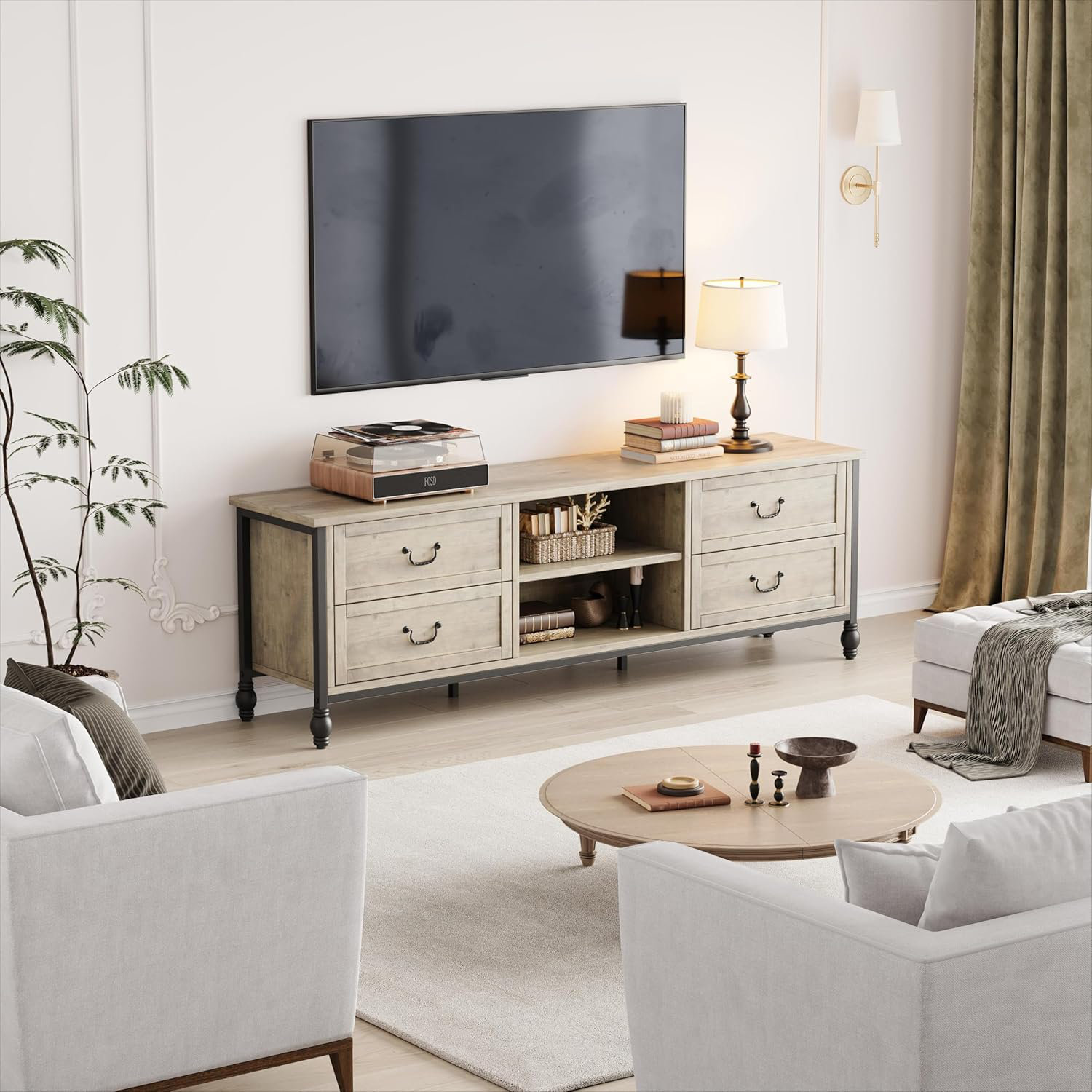 Williston Forge Mid-Century Modern Large TV Stand with Storage ...