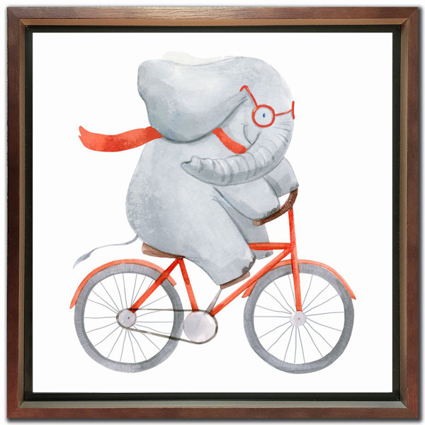 Zoomie Kids Elephant On A Bike Canvas Wall Art | Wayfair