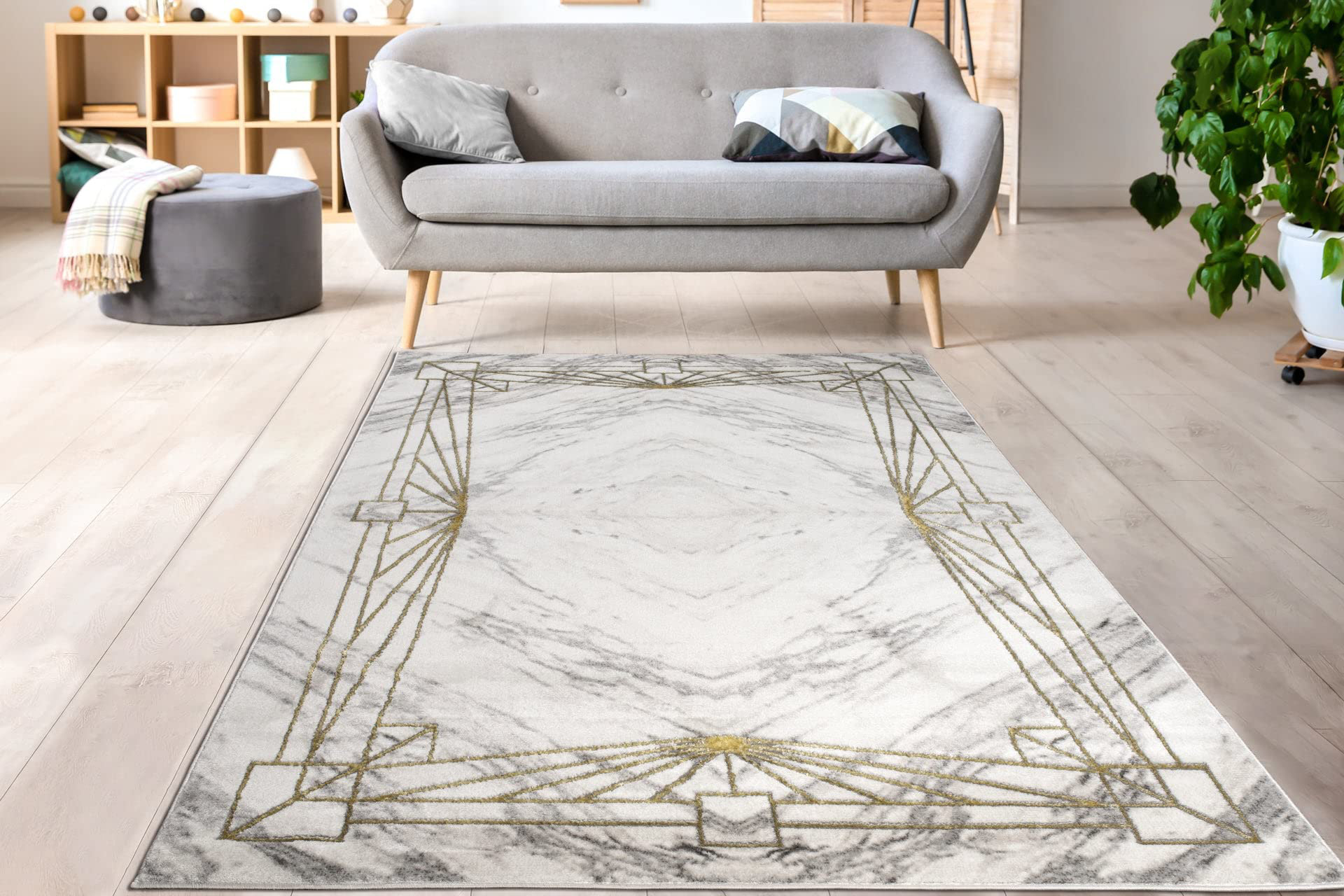 Mercer41 Abstract Modern Contemporary Area Rug for Livingroom - Gray ...