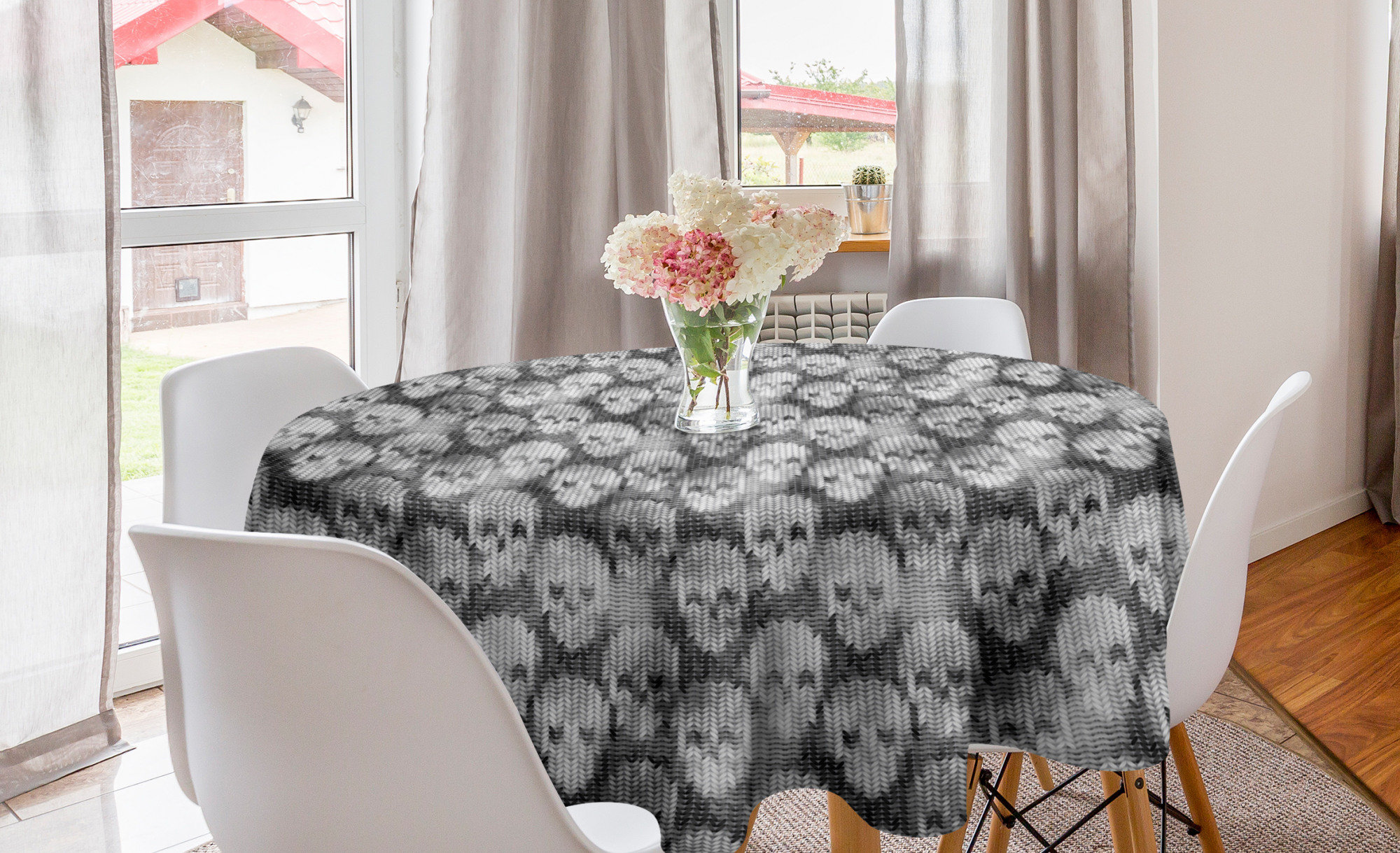 East Urban Home Skull Round Tablecloth, Knitting Chevron Texture With ...