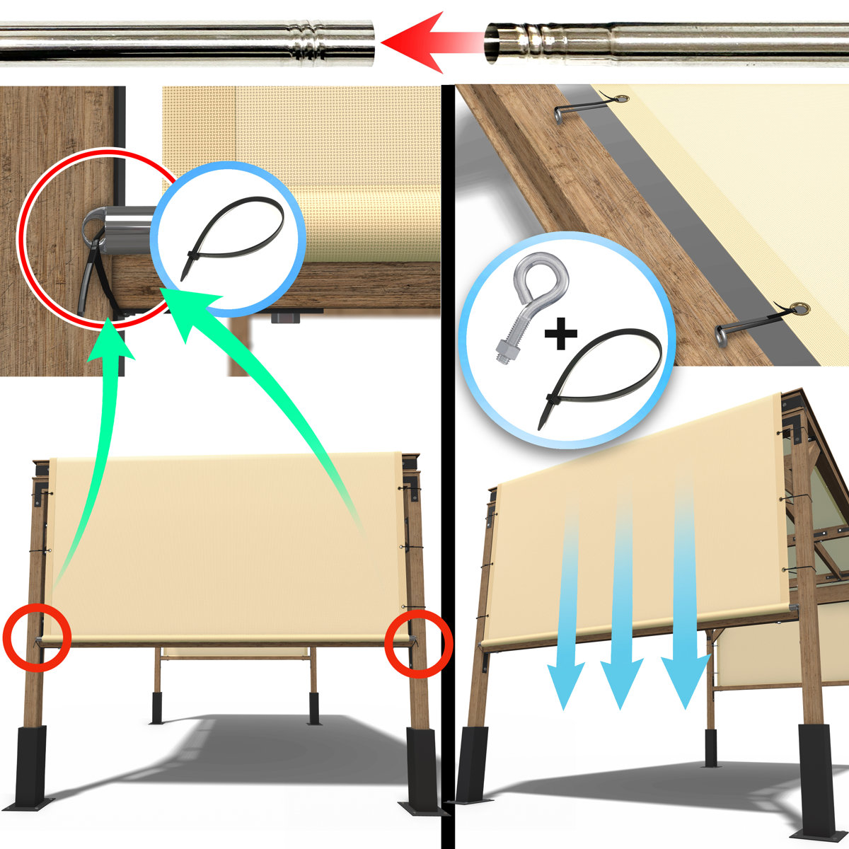 Royal Shade Waterproof Pergola Sun Shade Canopy Replacement Cover With ...
