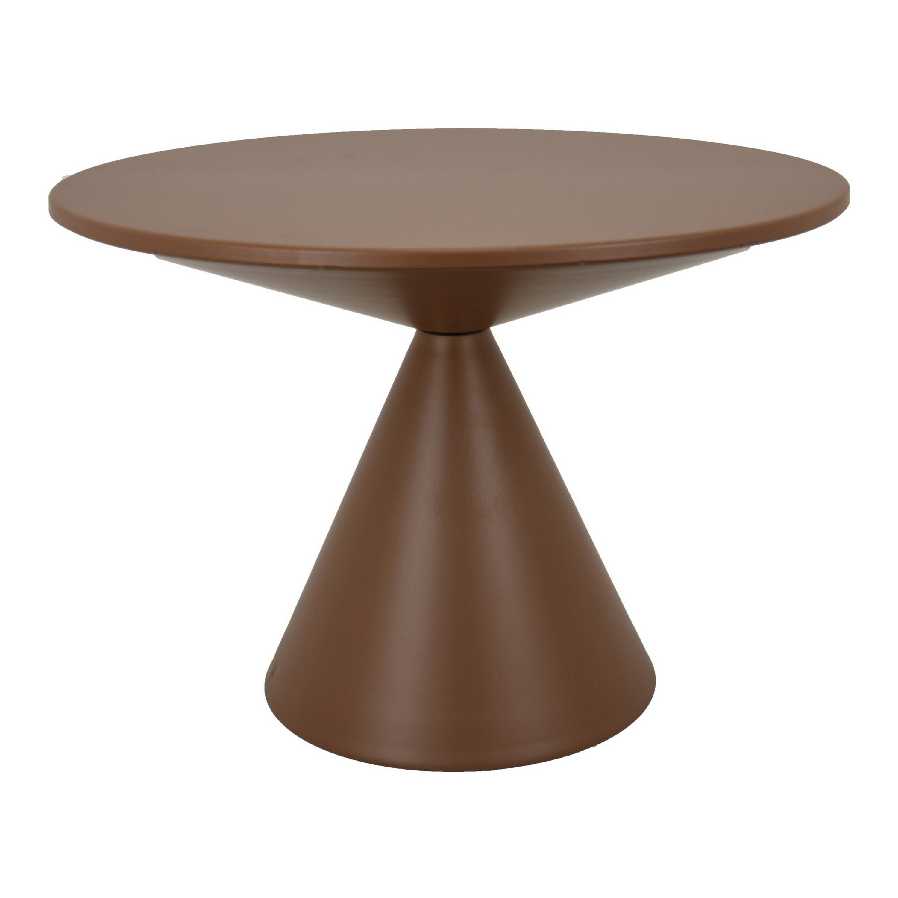 Benjara Jammy Plant Stand Table, Round Top, Brown Metal Cone Base | Wayfair