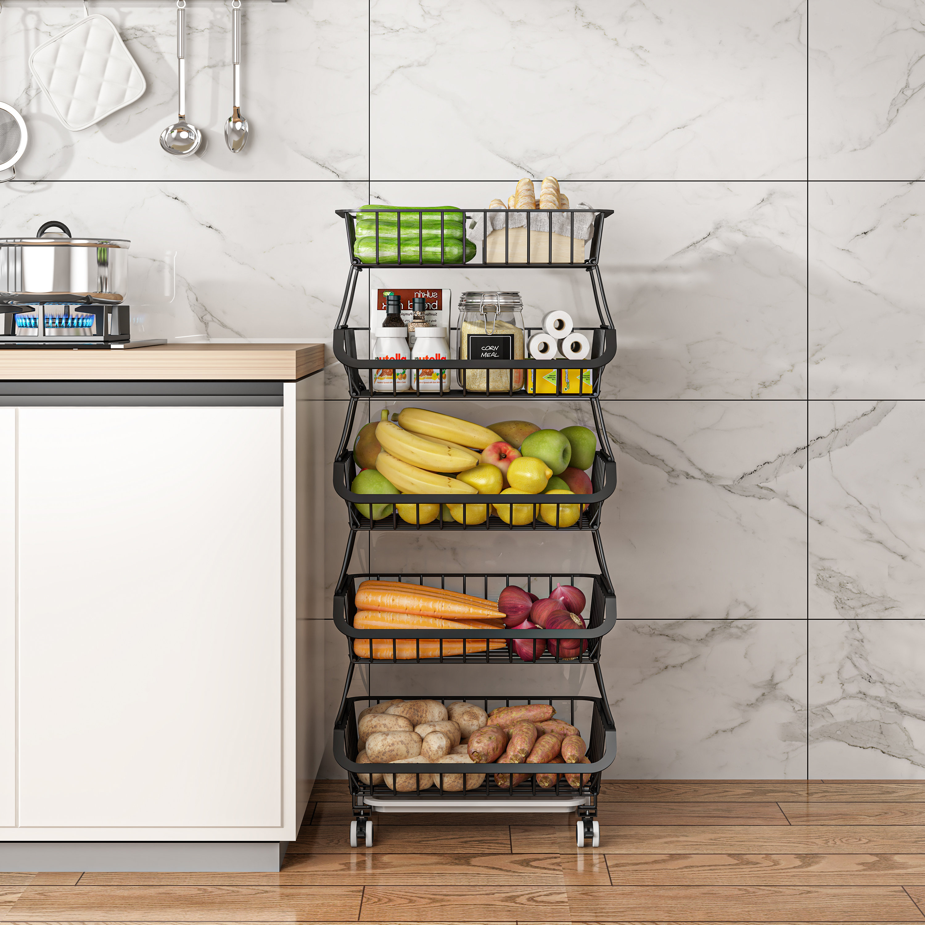 vegetable basket trolley