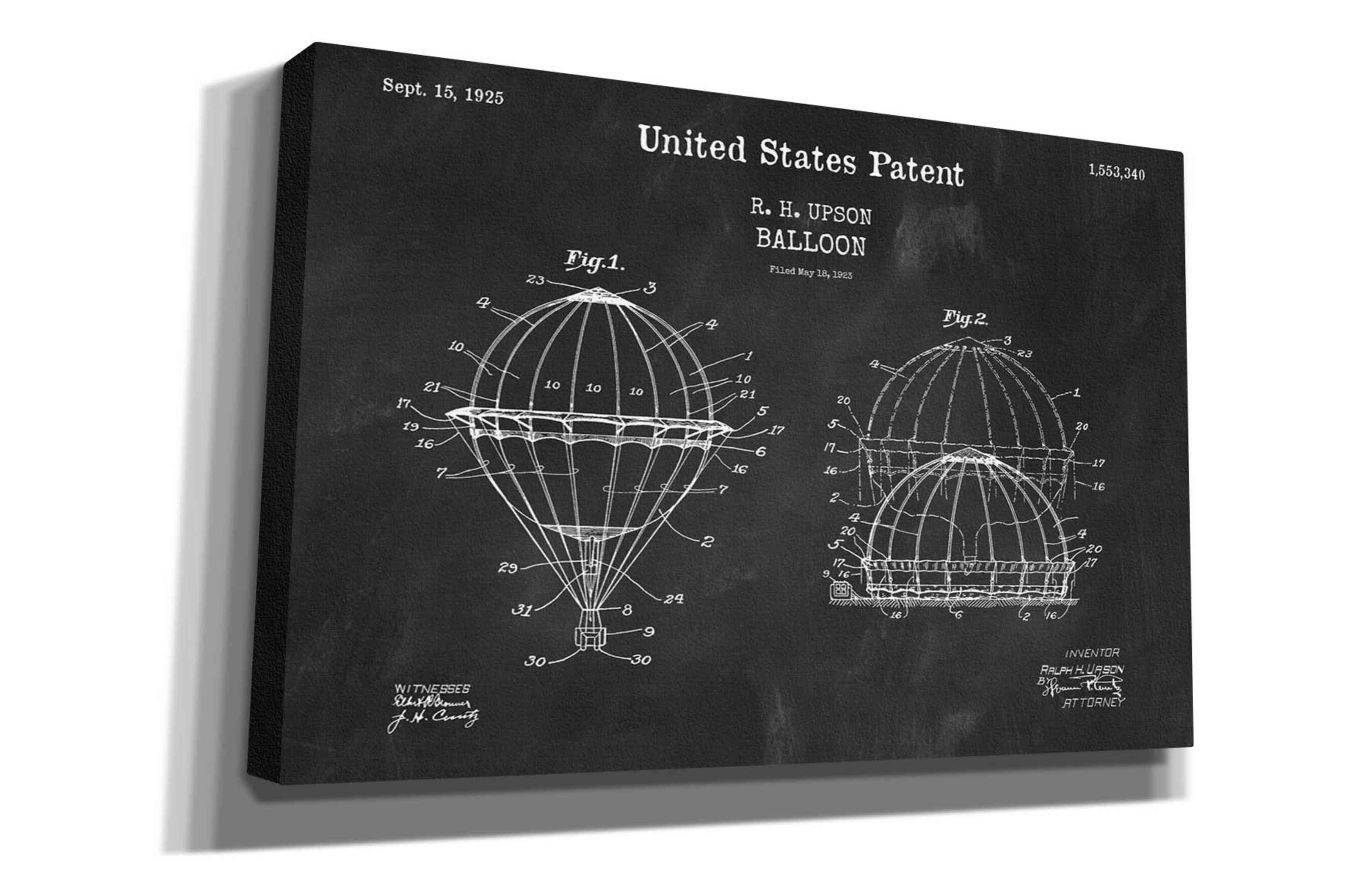 Williston Forge Balloon Blueprint Patent Chalkboard - Wrapped Canvas ...