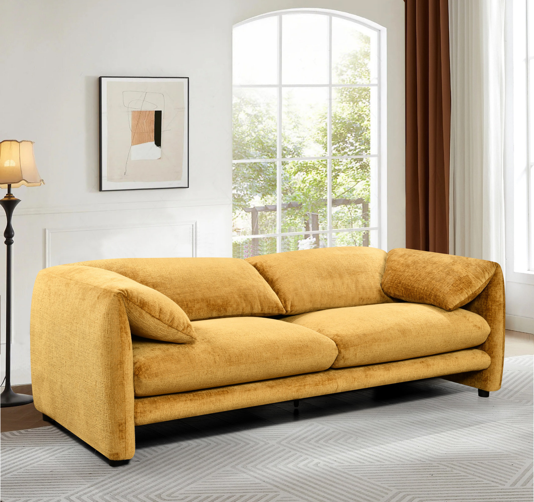 Hokku Designs 87'' Wide Morden Recessed Arms Upholstered Sofa | Wayfair