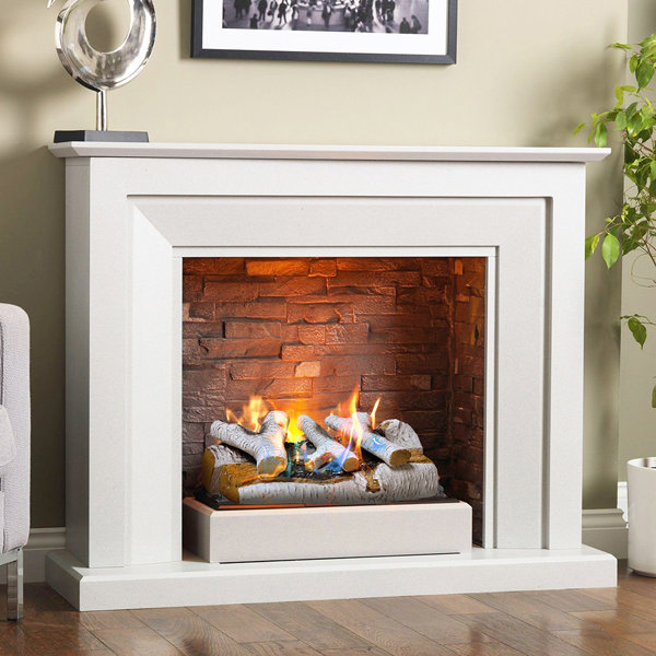 Arlmont & Co. Polad Gas Fireplace Logs,5pcs Ceramic White Birch Wood ...