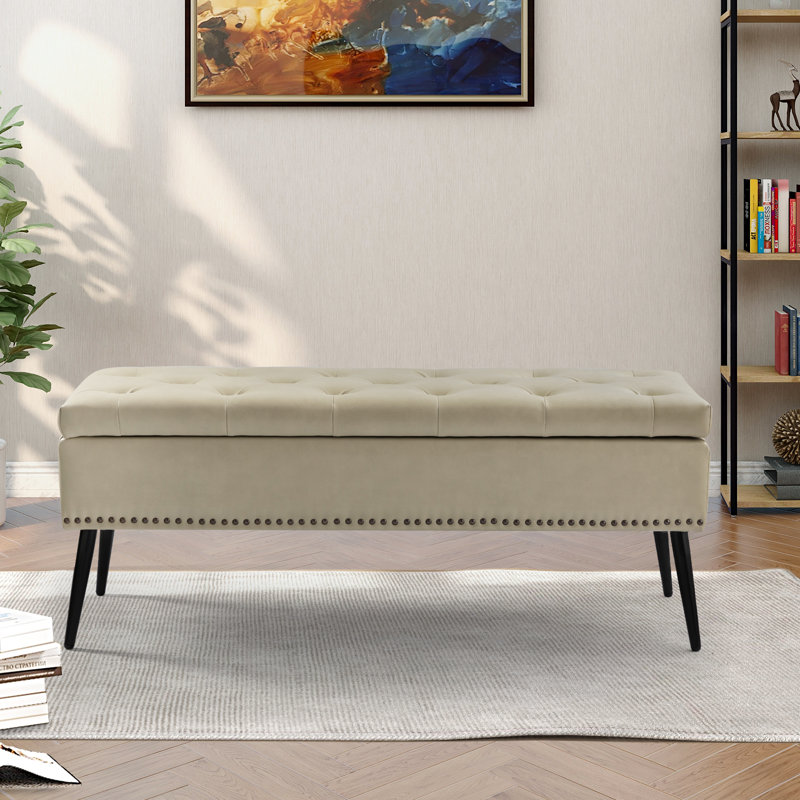 The Twillery Co.® Kajana Upholstery Material Flip Top Storage Bench ...