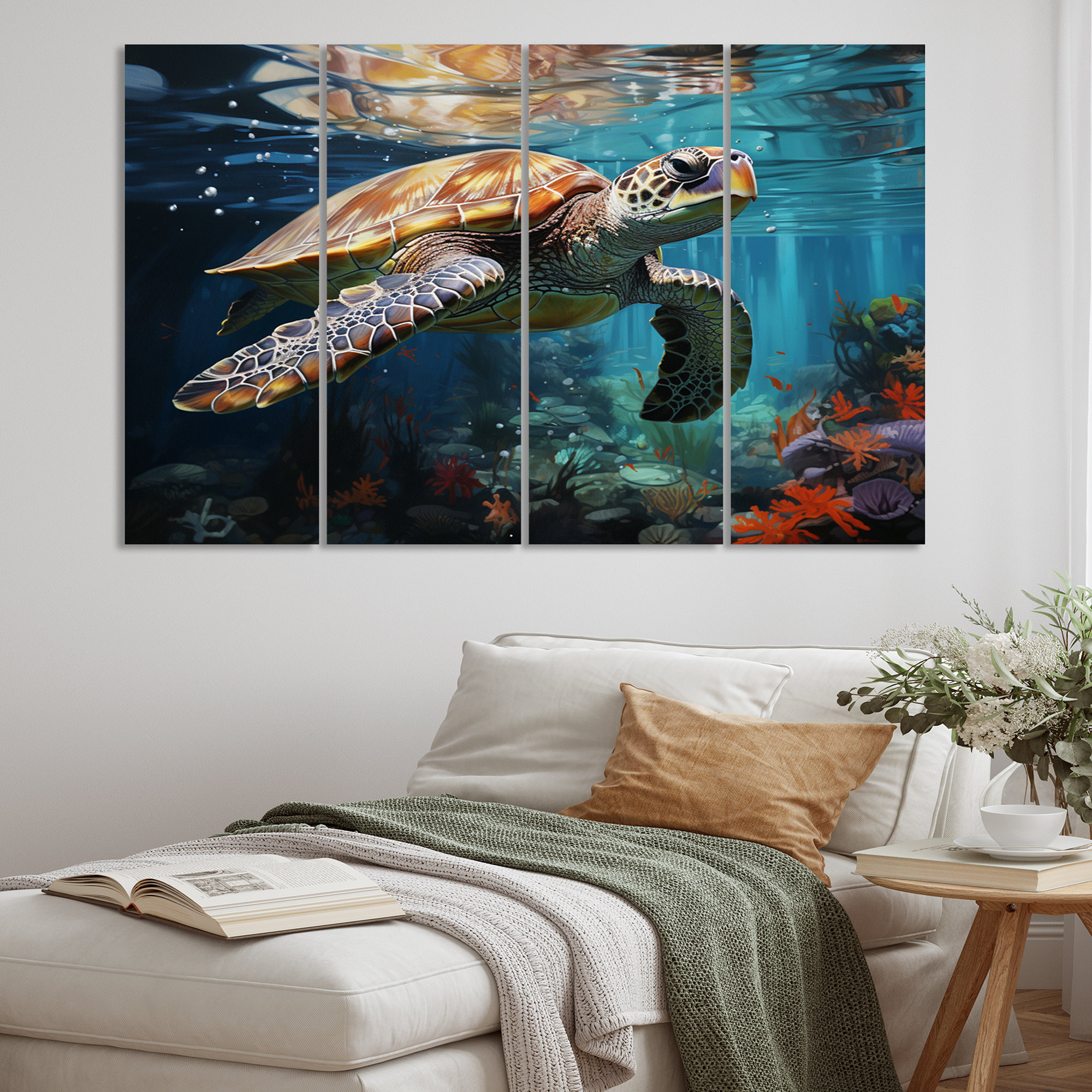Bay Isle Home™ Green Blue Marine Animals Turtle Encounter III On Canvas ...