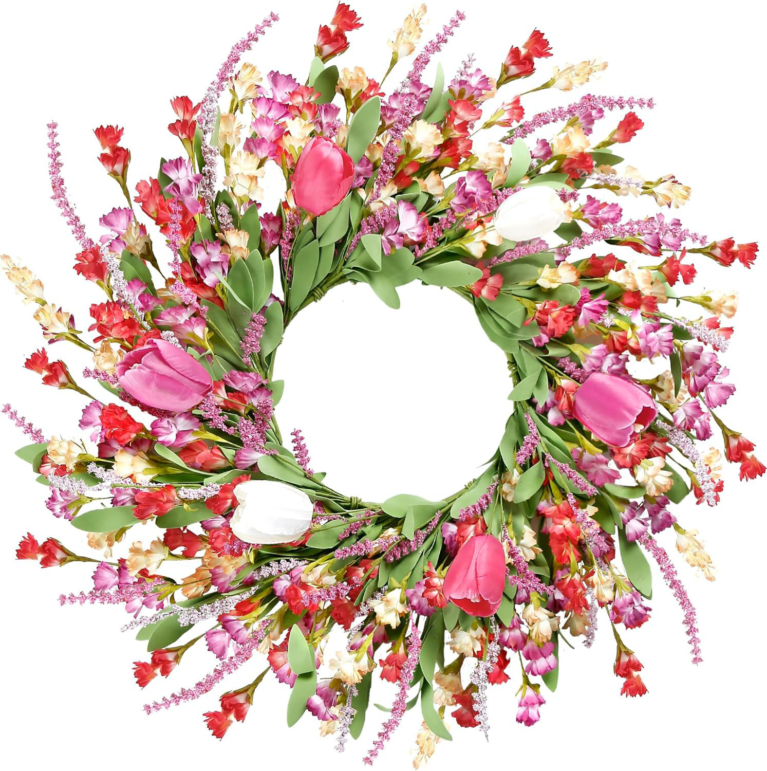 One Allium Way Spring Summer Wreath For Front Door 22 Inch Artificial ...