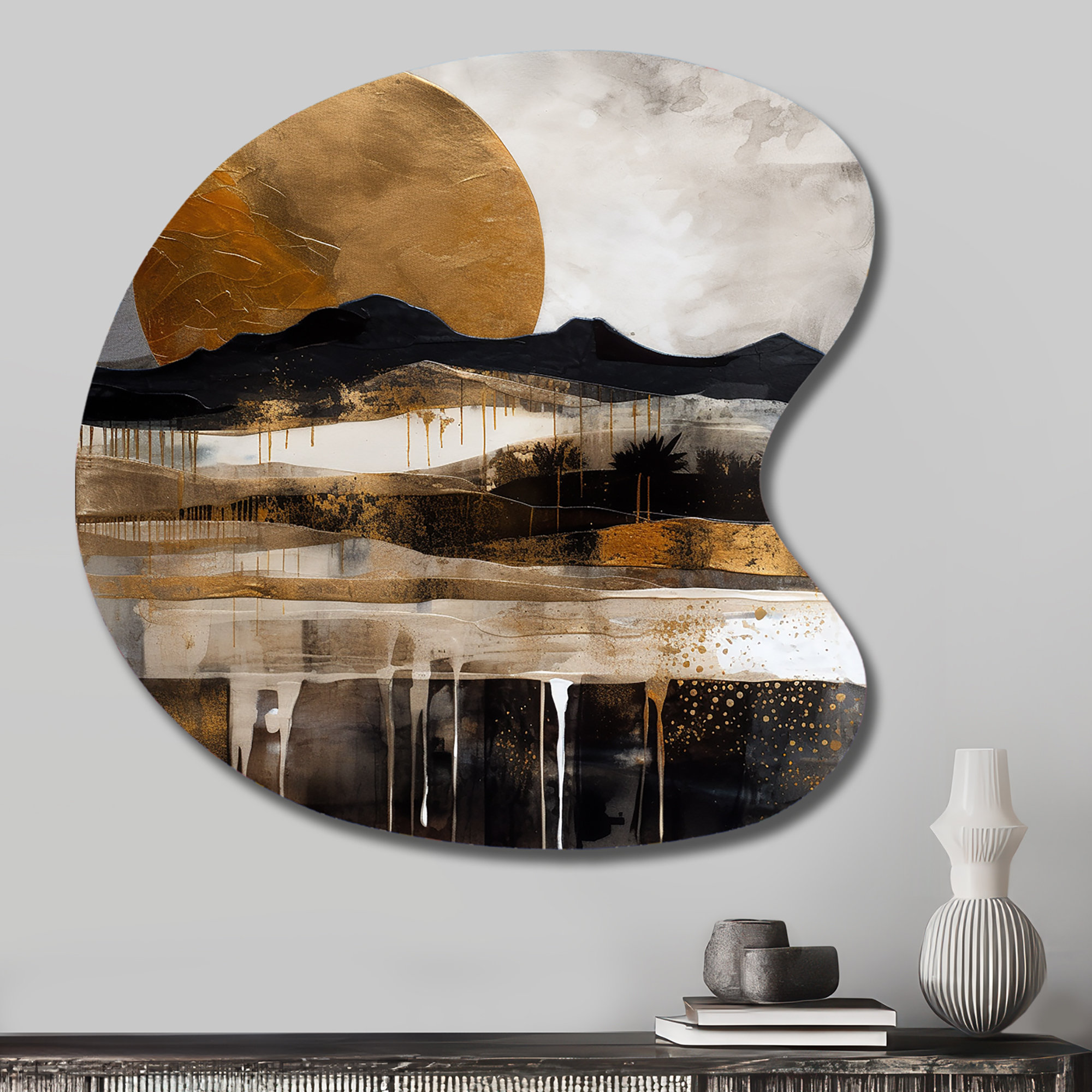 Design Art Exploring The Evolving Golden Moon IV - Landscape Modern ...
