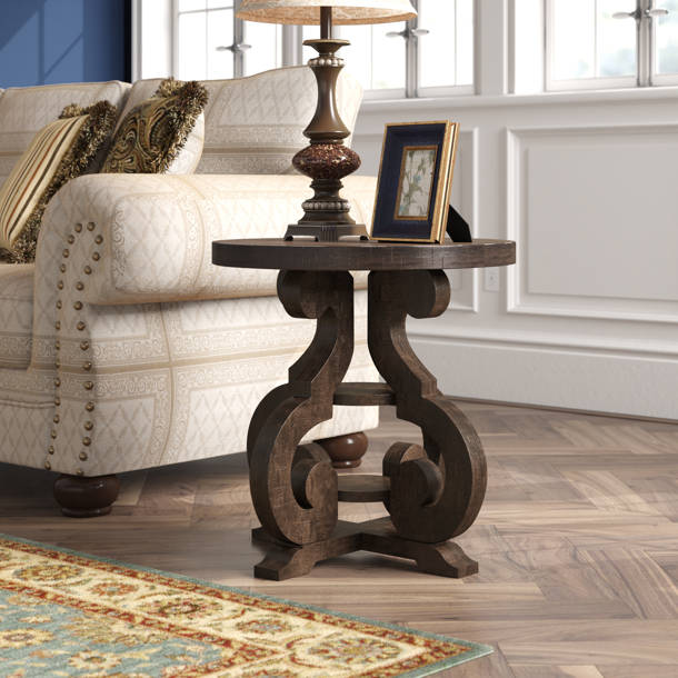 Lark Manor Amree Solid Wood Top Trestle End Table with Storage ...
