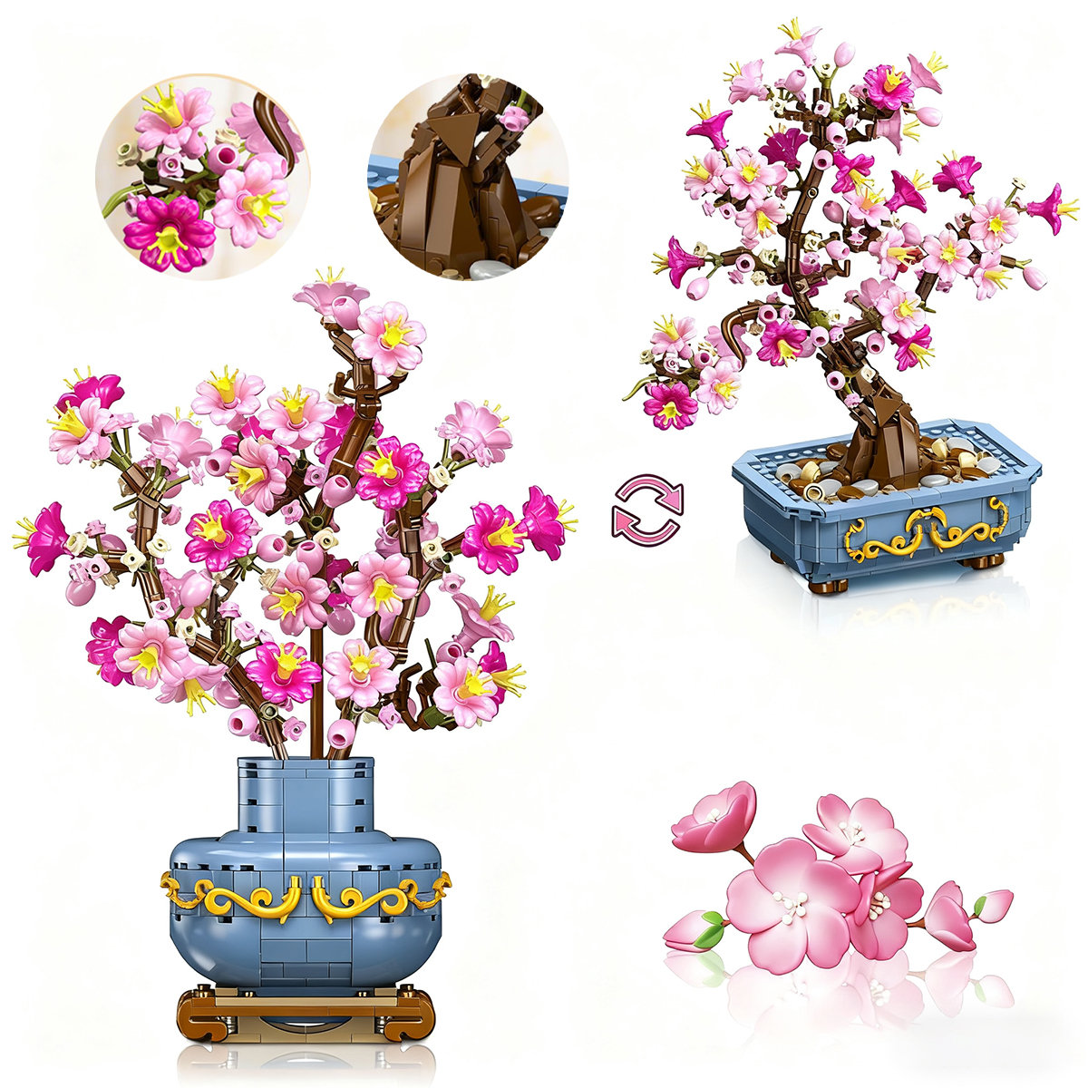 Neutral 2-in-1 Cherry Blossom Bonsai Building Set – Build & Display ...