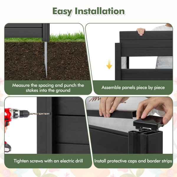 Costway Outdoor 48"l X 48"h Pvc Privacy Fence Panels With Ground Stakes ...