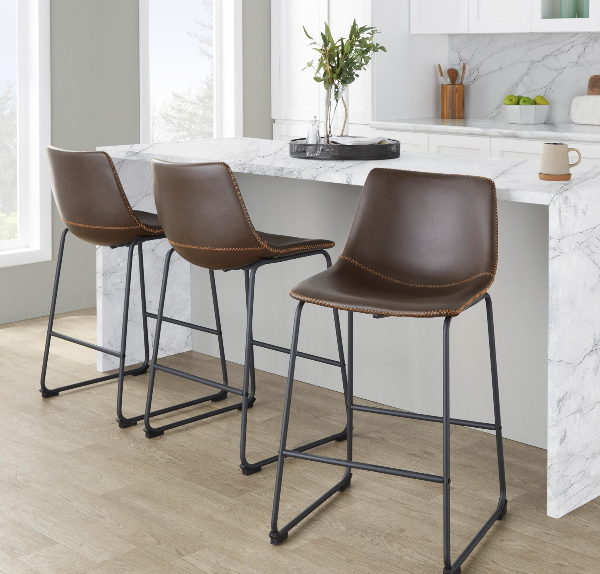 17 Stories Nia Matika Vegan Leather Bar & Counter Stool | Wayfair