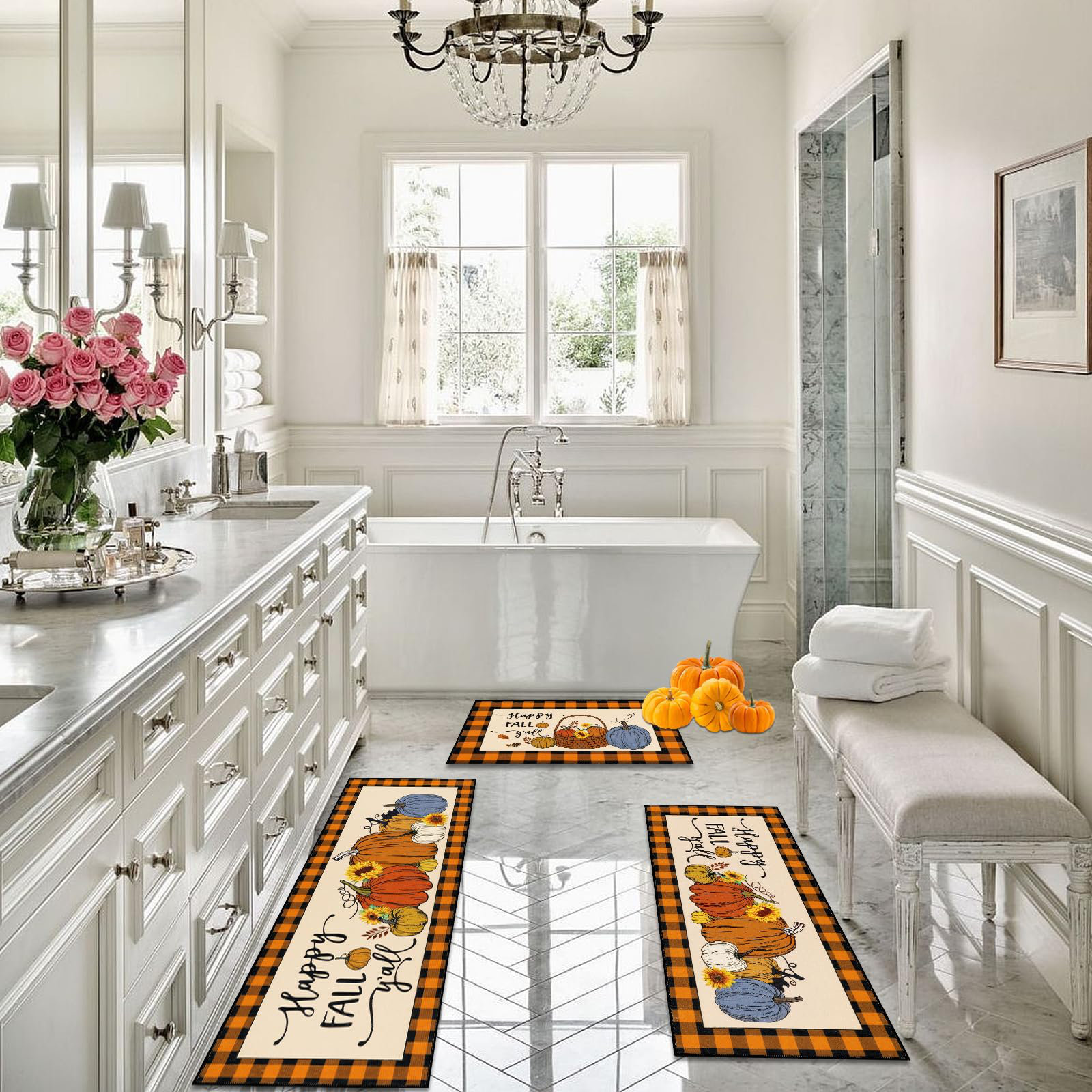 Rosalind Wheeler Non Slip Kitchen Rugs Sets of 3 | Wayfair