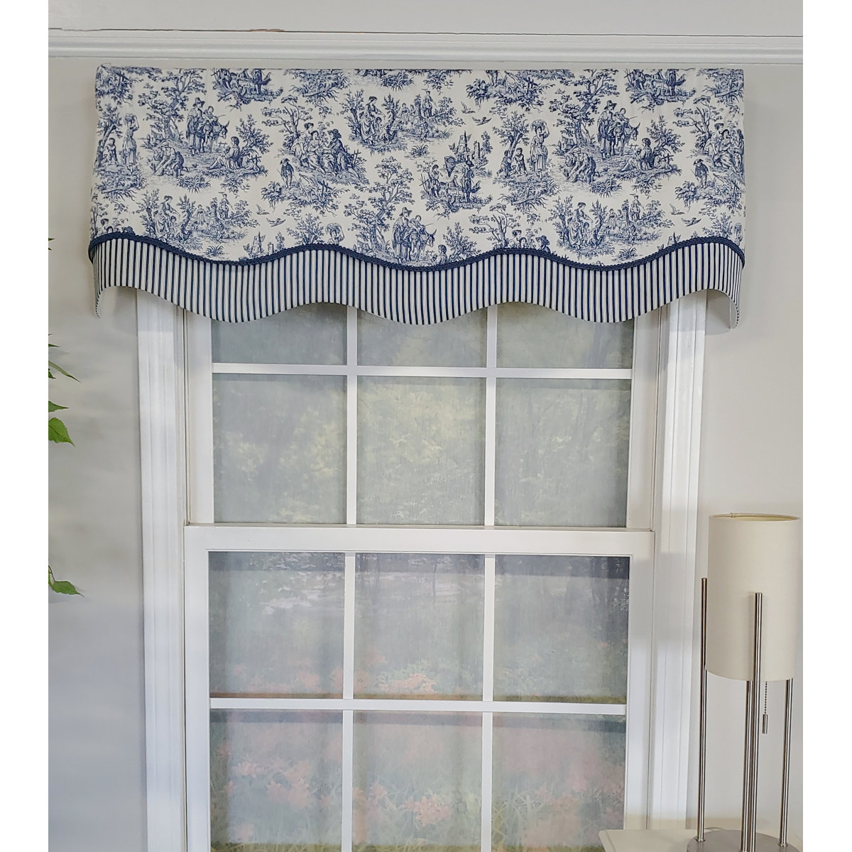 RLF Home Toile 50'' W Window Valance Blue | Wayfair
