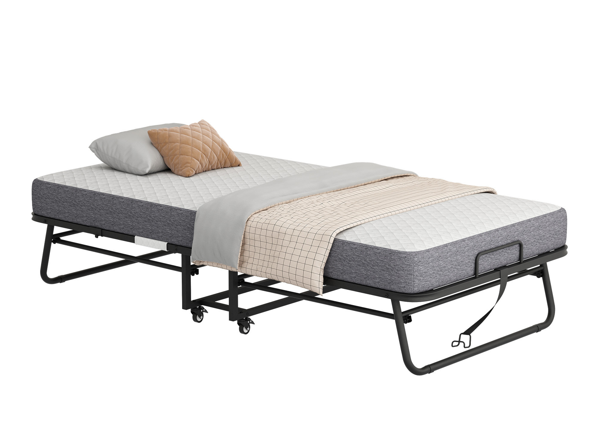 Latitude Run® Folding Bed With Mattress 75" X 38" Rollaway Guest Bed ...