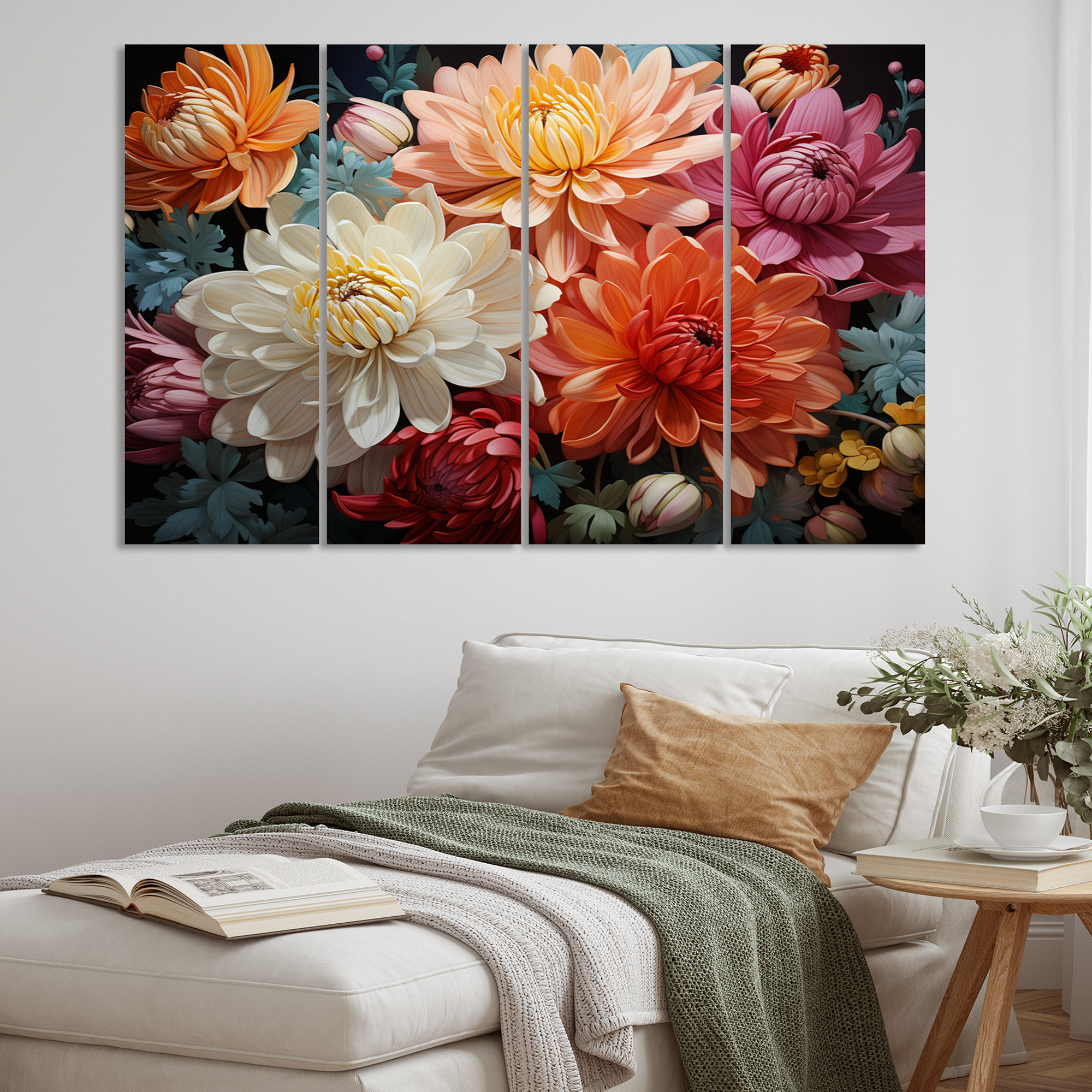 Ebern Designs Mums Mums In Bloom III 4 Pieces | Wayfair