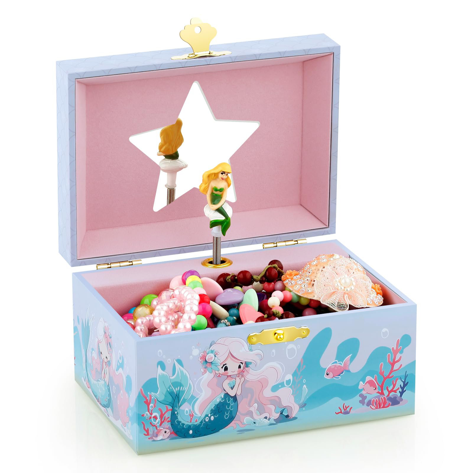 House of Hampton® Cute Mermaid Musical Jewelry Box | Durable Wooden ...