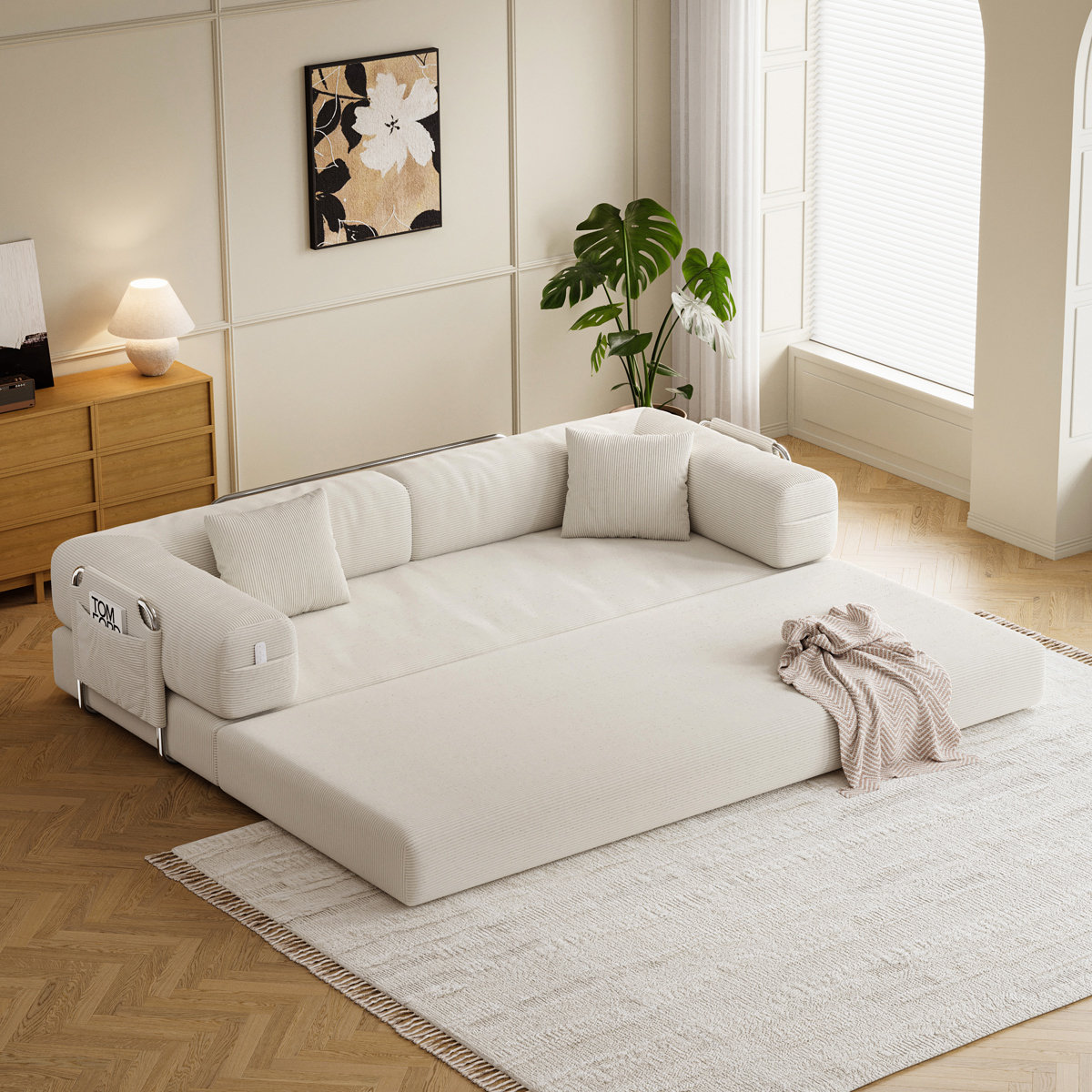 Mercer41 Living Room Couple 2-Person Sofa,Convertible Sleeper Sofa Bed ...