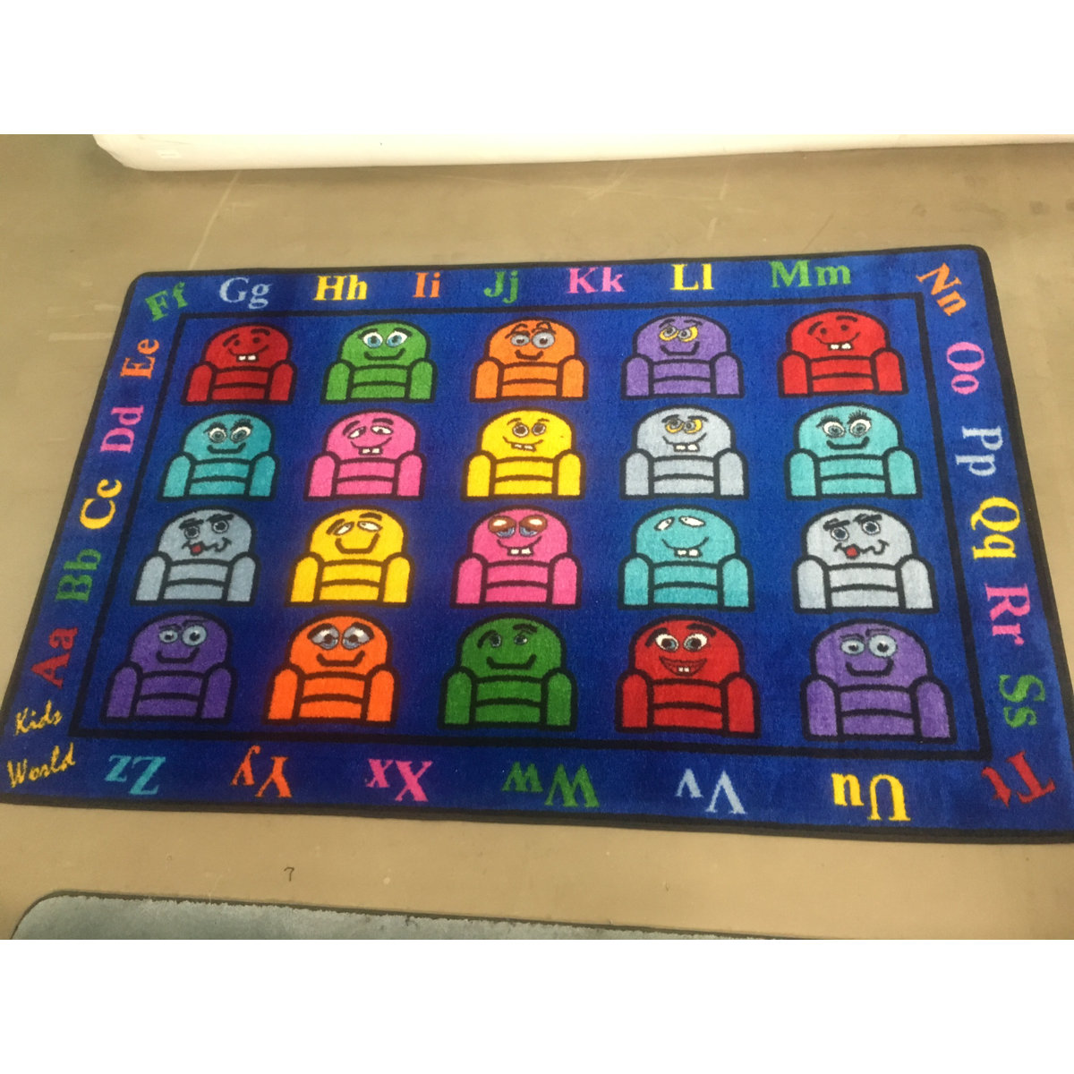 Kids World Carpets Silly Seats Geometric Blue/Red/Green Area Rug ...