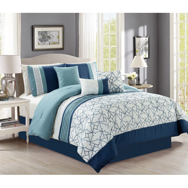 Elight Home Lucas Blue/White/Gray Microfiber Reversible Modern ...