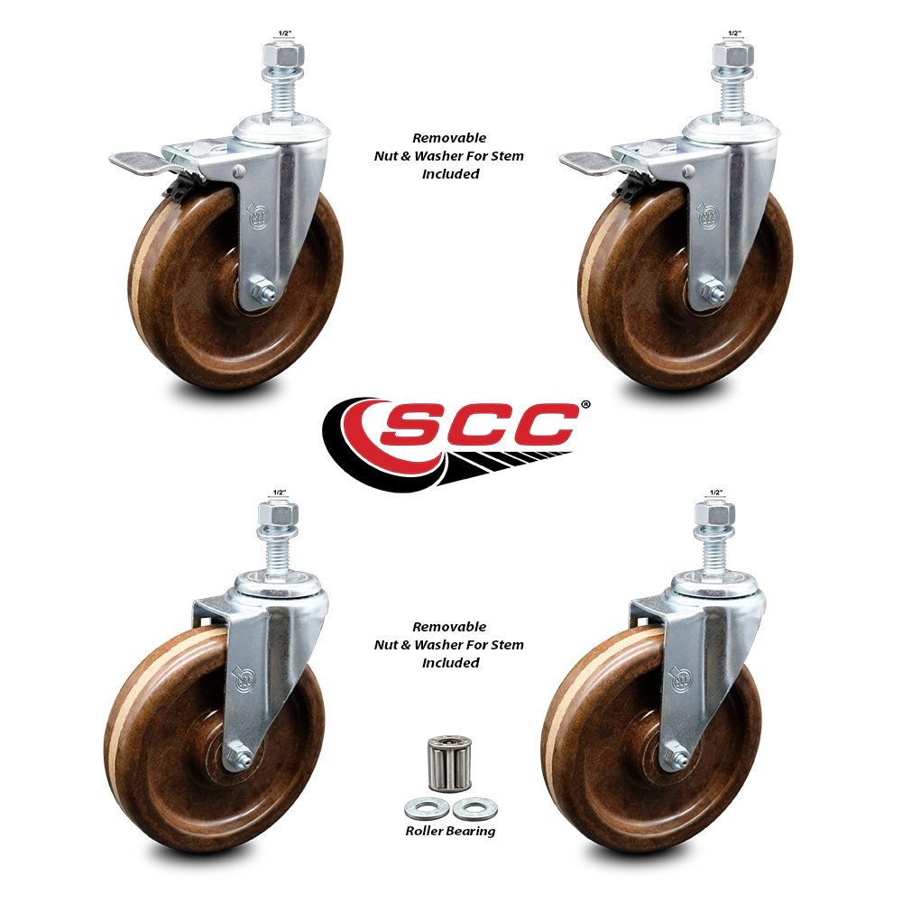 Service Caster 6 Inch High Temp Phenolic Wheel Swivel ½ Inch Stem ...