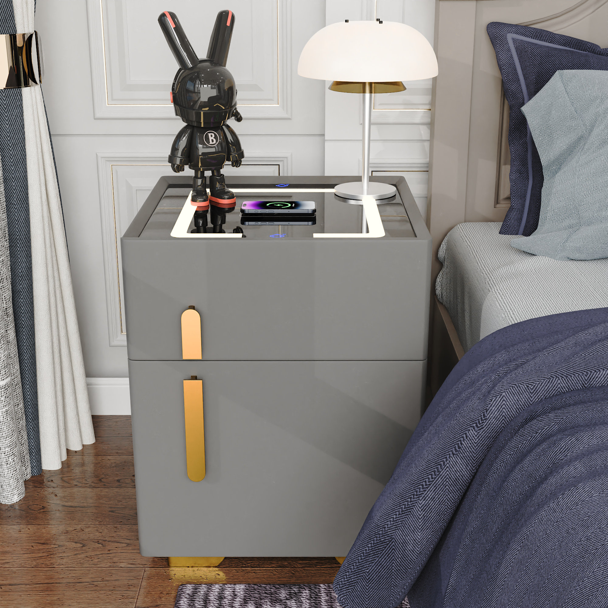 Mercer41 Modern 1 - Drawer Nightstand With Safe Case, Bluetooth Speaker ...