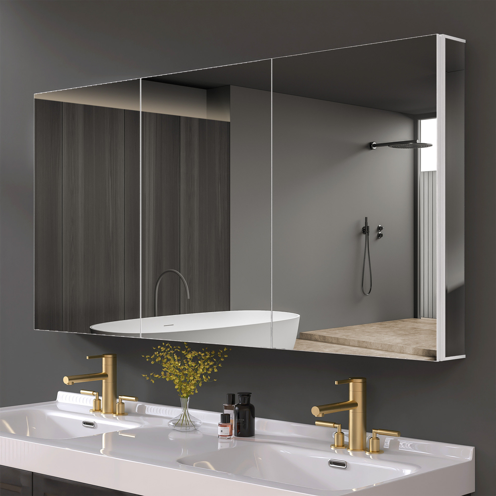 Latitude Run® 60" X 30" Inch Recessed Or Surface Mount Frameless Mirror ...