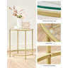 Everly Quinn Round Side Table, Glass End Table With Metal Frame, Gold ...